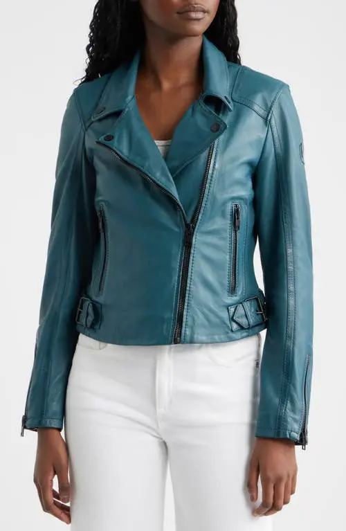 Mauritius Bita Leather Moto Jacket - Teal