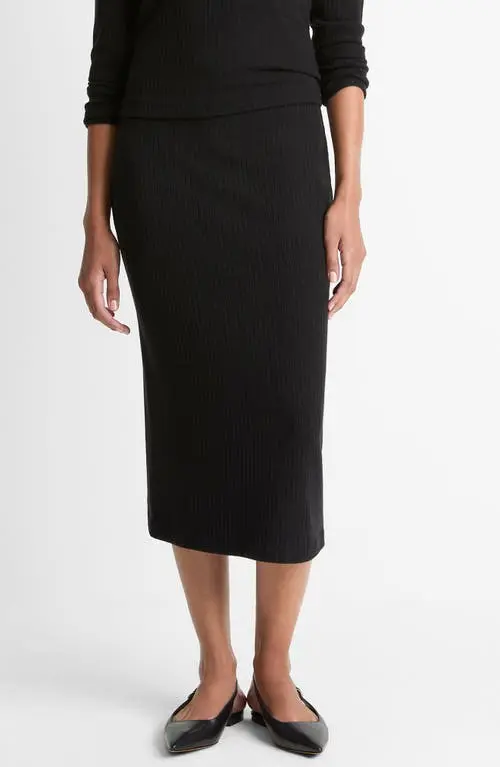 Vince Ribbed Straight Skirt - Black