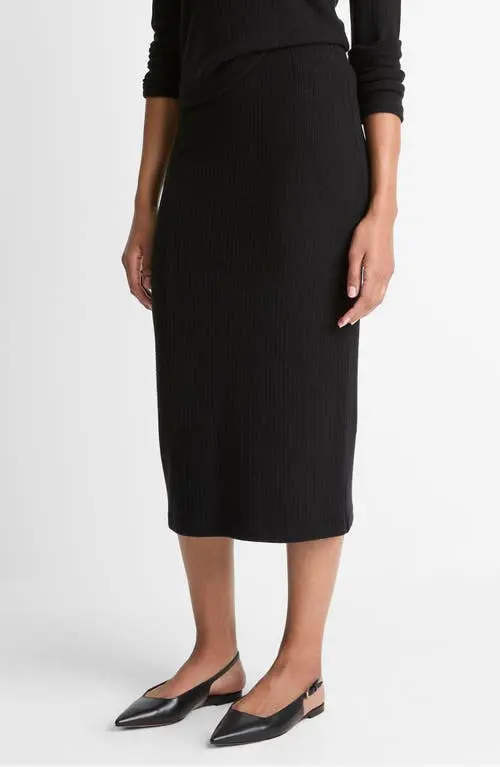 Vince Ribbed Straight Skirt - Black