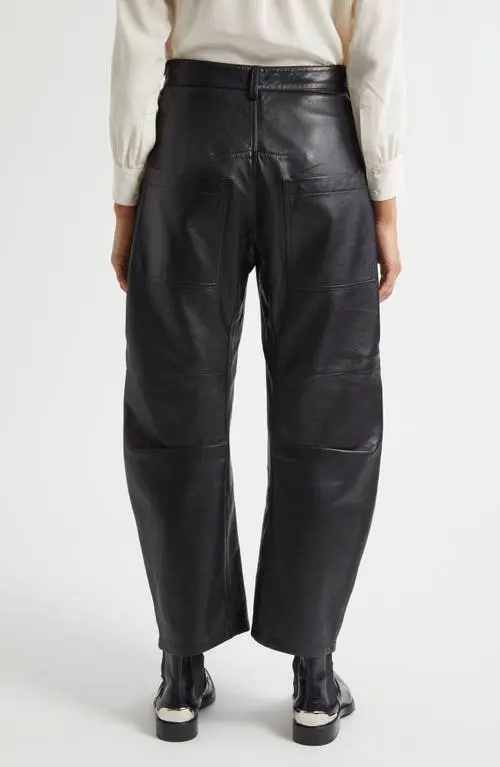 NILI LOTAN Shon Barrel Leg Leather Trousers - Black