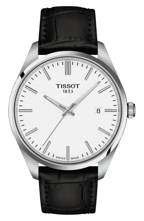 TISSOT Pr 100 Quartz Leather Strap Watch - White