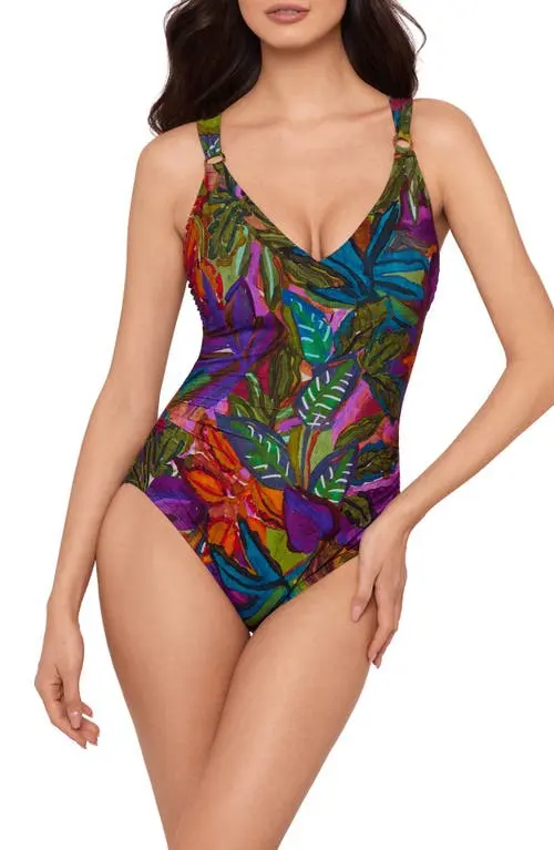 MAGICSUIT® Cactus Flower Cutout One-piece Swimsuit - Multi Navy