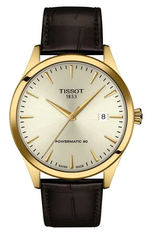 TISSOT Classic Dream Automatic Leather Strap Watch - Ivory