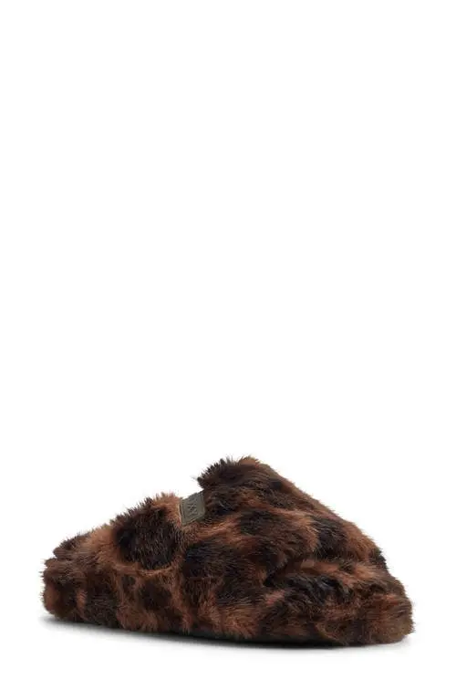 Roxy Sloane Faux Fur Slide Slipper - Brown Primary - Multi