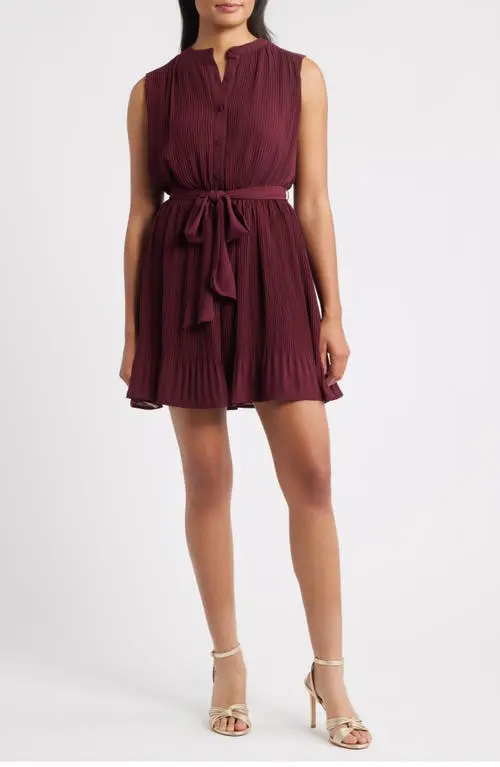 Sam Edelman Pleated Minidress - Bordeaux