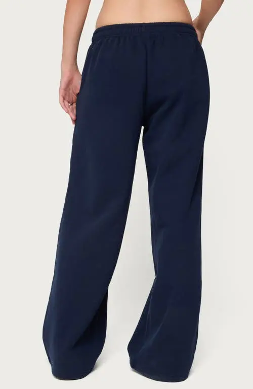 EDIKTED Bow Wide Leg Sweatpants - Navy