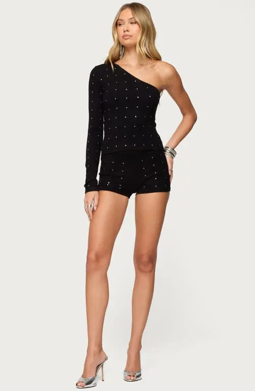 EDIKTED Harley Rhinestone Knit Shorts