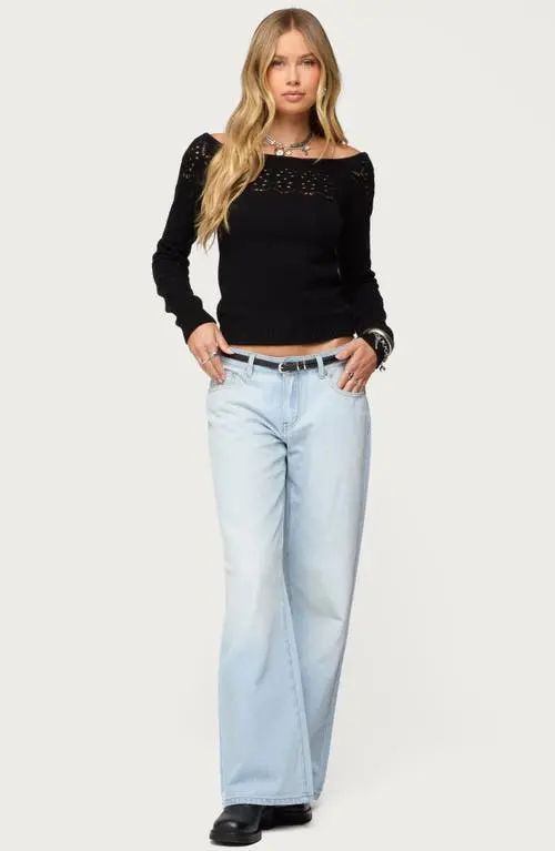 EDIKTED Magda Acid Wash Wide-leg Jeans - Light-blue