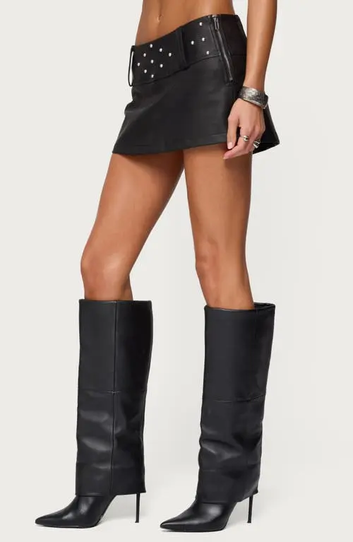EDIKTED Luella Stud Faux Leather Miniskirt - Black