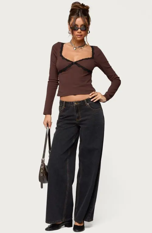 EDIKTED Contrast Lace Crop Top