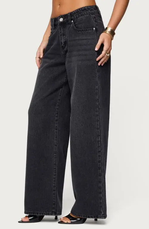 EDIKTED Low Rise Wide Leg Jeans - Black