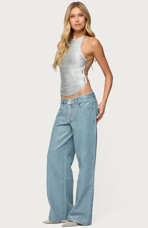 EDIKTED Metallic Fringe Camisole - Silver