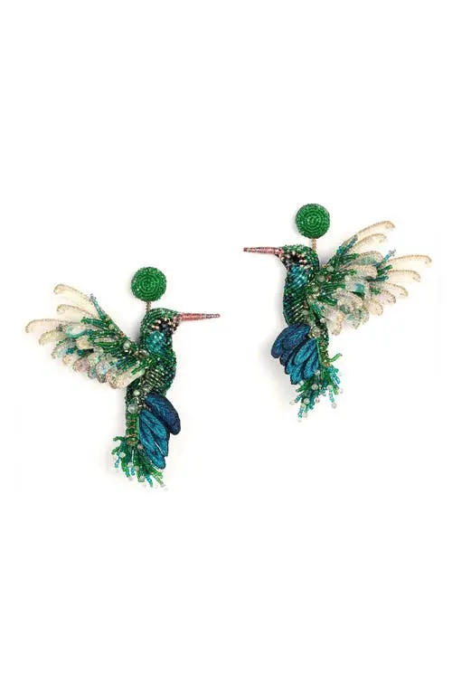Deepa Gurnani Beaded Hummingbird Drop Earrings