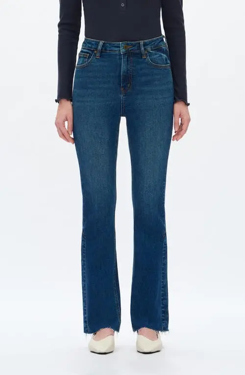 BAYEAS Lunna High-waist Bootcut Jeans With Frayed Hem - Deep Sea