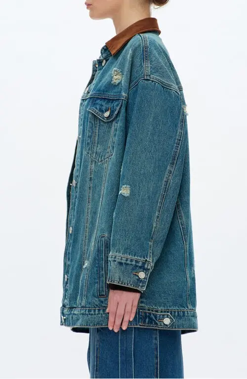 BAYEAS Distressed Denim Trucker Jacket
