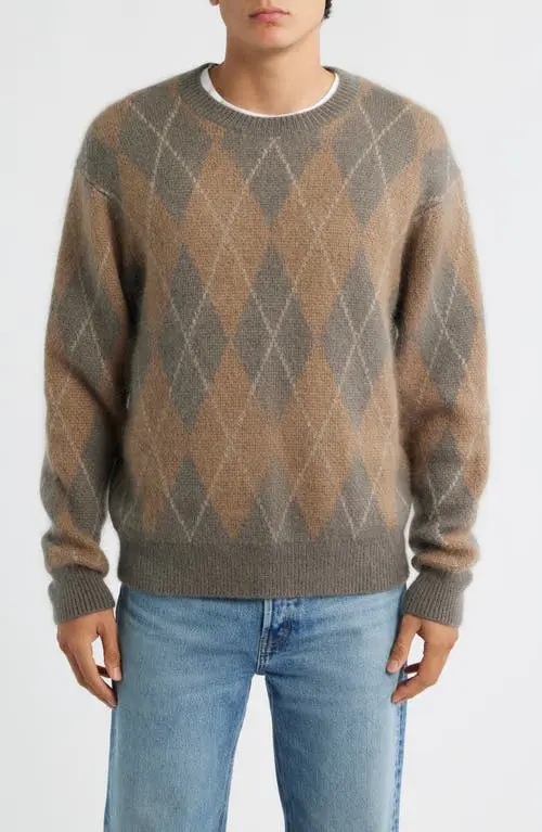FRAME Argyle Crewneck Sweater - Taupe Multi