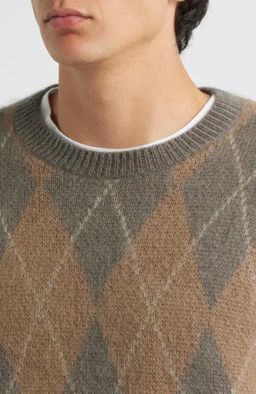 FRAME Argyle Crewneck Sweater - Taupe Multi