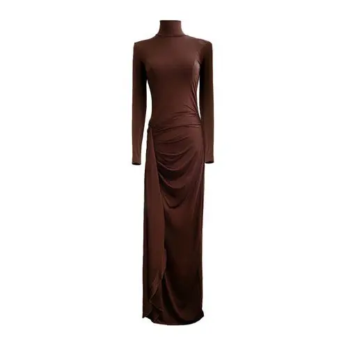 ATS Evangeline Turtleneck Maxi Dress - Brown