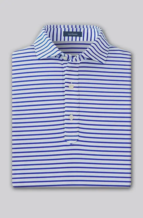 TURTLESON Gus Stripe Performance Polo - Royal