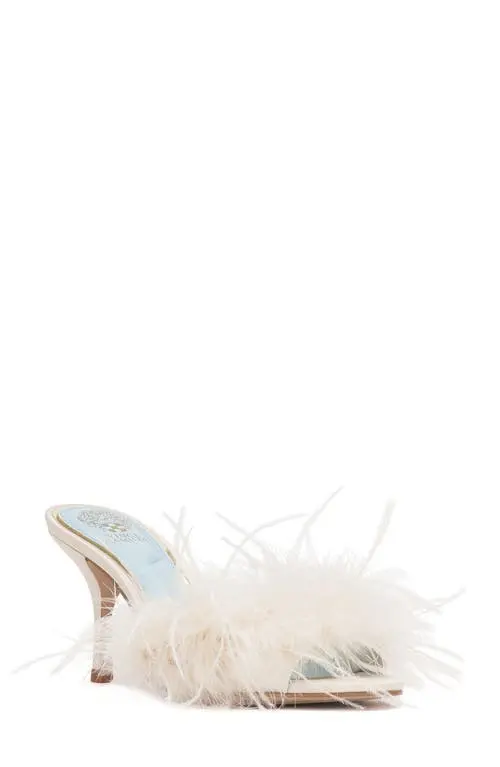 Vince Camuto Faux Feather Slide Sandal - Milk