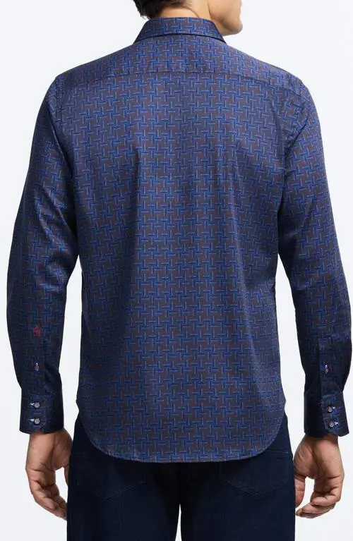Robert Graham Talbot Geometric Print Stretch Cotton Button-up Shirt
