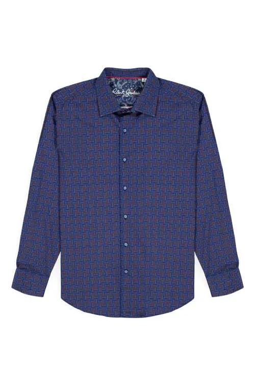 Robert Graham Talbot Geometric Print Stretch Cotton Button-up Shirt