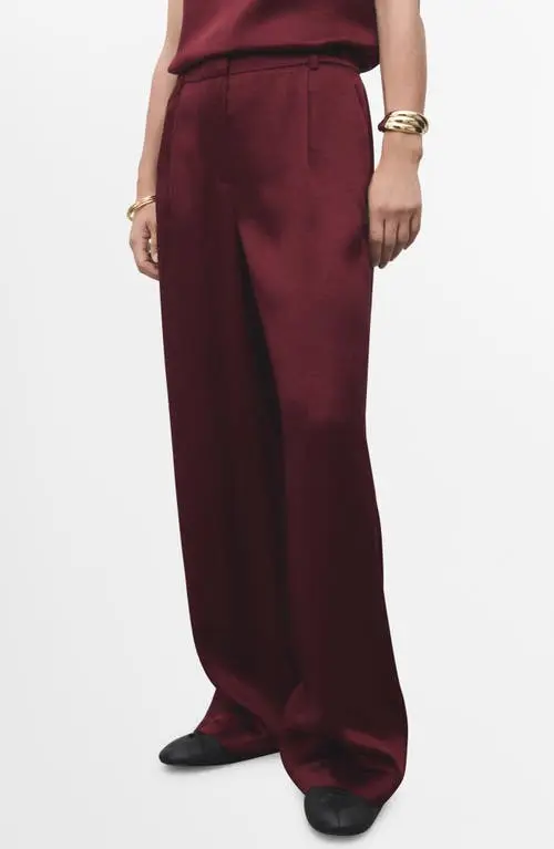 Mango Wide Leg Satin Trousers