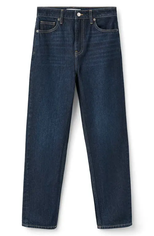 Mango Crop Mom Jeans - Dark Blue