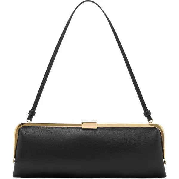 Mango Metallic Frame Clutch - Black