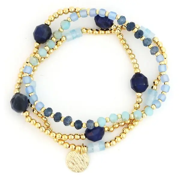 PANACEA Set Of 3 Beaded Stretch Bracelets - Blue