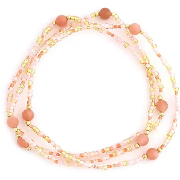 PANACEA Set Of 3 Beaded Stretch Bracelets - Peach