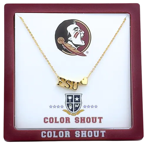 COLOR SHOUT Florida State University Heart Pendant Necklace - Yellow Gold