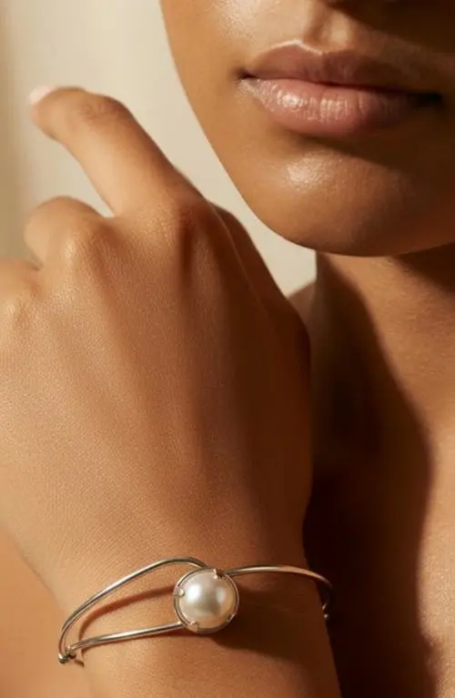 MACRAE & CO. X Sharina Faux Pearl Buckle Bracelet - Silver