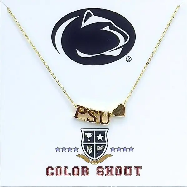 COLOR SHOUT Penn State Heart Pendant Necklace - Yellow Gold
