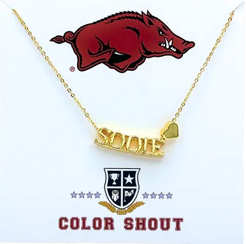 COLOR SHOUT University Of Arkansas Heart Necklace - Yellow Gold
