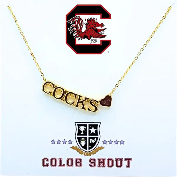 COLOR SHOUT University Of South Carolina Heart Necklace - Yellow Gold