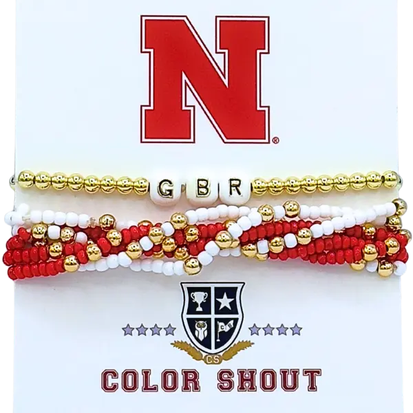 COLOR SHOUT Nebraska Lucky 7 Bracelet Set - Yellow Gold