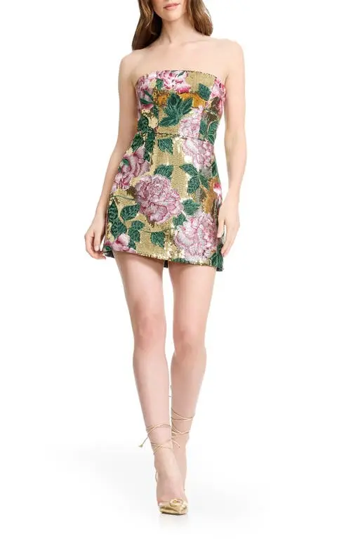 Dress The Population Scottie Sequin Floral Embroidered Mini Dress