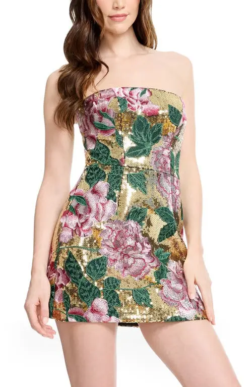 Dress The Population Scottie Sequin Floral Embroidered Mini Dress