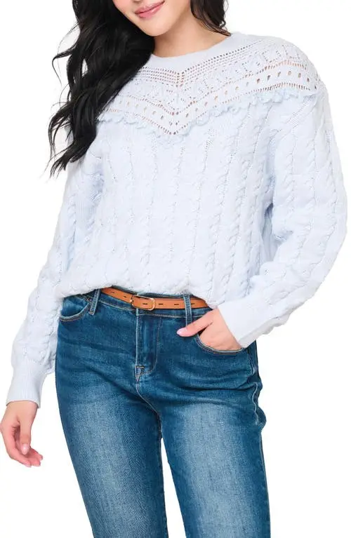 GIBSONLOOK Lace Ruffle Cotton-blend Sweater