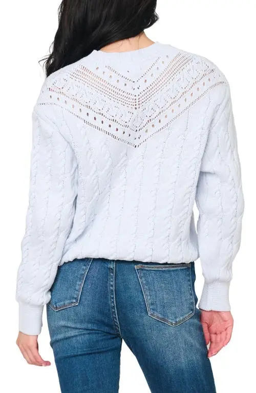 GIBSONLOOK Lace Ruffle Cotton-blend Sweater