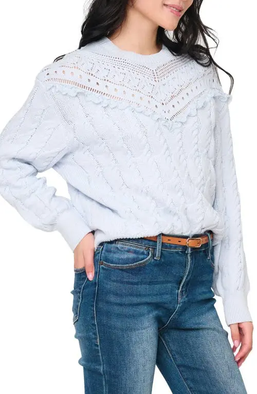GIBSONLOOK Lace Ruffle Cotton-blend Sweater