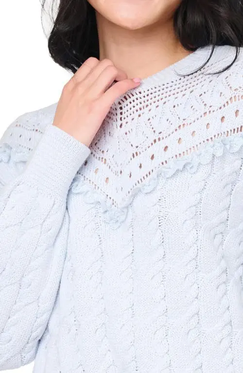 GIBSONLOOK Lace Ruffle Cotton-blend Sweater