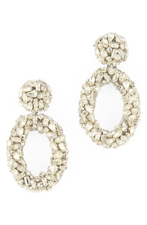 Deepa Gurnani Dinorah Crystal Drop Earrings - Silver