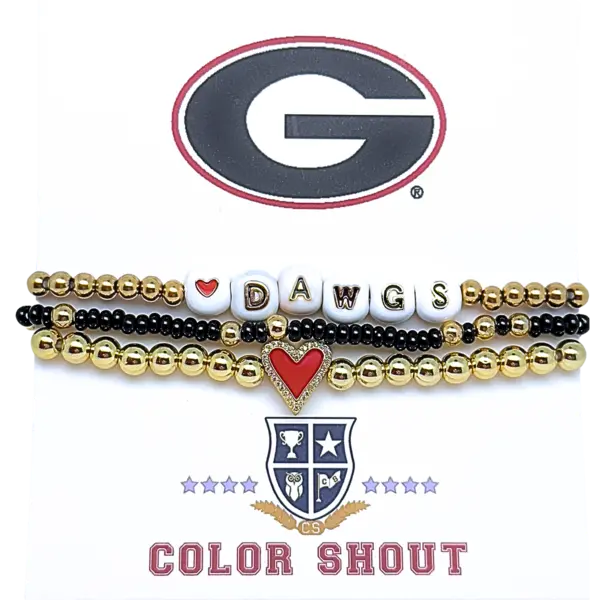 COLOR SHOUT Georgia Bulldogs Bracelet Stack - Yellow Gold