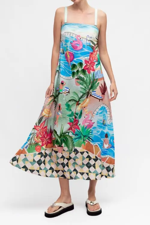 PAPER HEART Printed Pool Side Maxi Dress