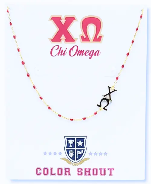 COLOR SHOUT Chi Omega Greek Letter Necklace - Yellow Gold