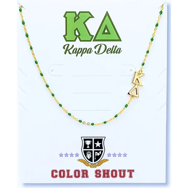 COLOR SHOUT Kappa Delta Greek Letter Side Set Necklace - Yellow Gold