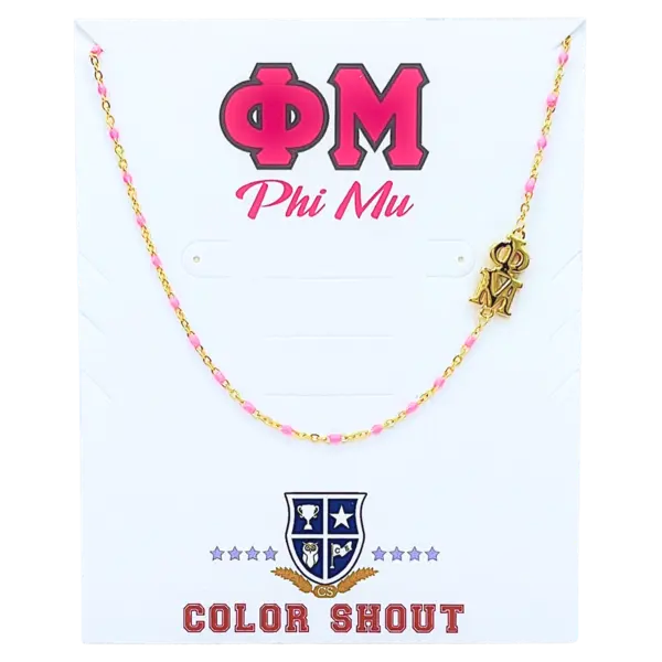 COLOR SHOUT Phi Mu Greek Letter Necklace - Yellow Gold