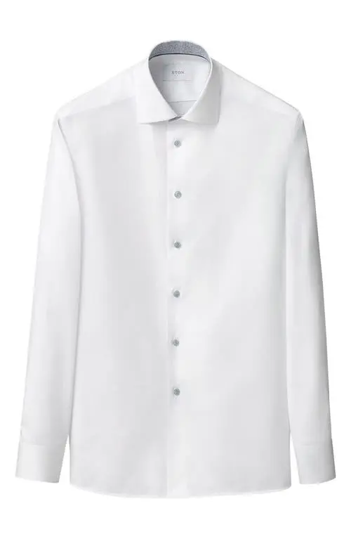 Eton Slim Fit Solid With Floral Detail Signature Twill Button-up Shirt